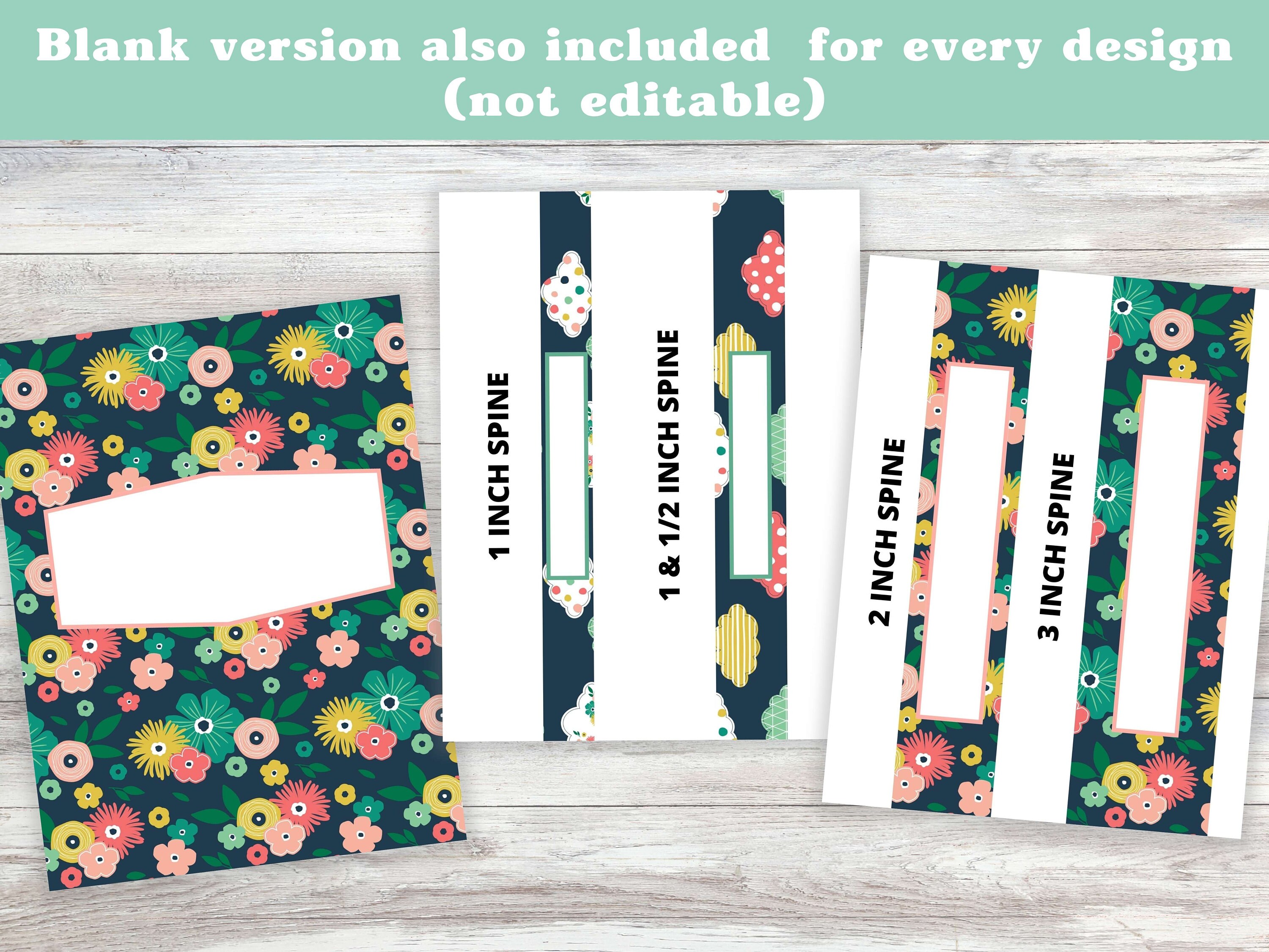 Binder Cover Printable - Set of 12 Editable Boho Floral Covers and ...