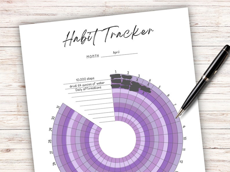 Habit Tracker Printable Purple Bundle of 10 to Track Your - Etsy