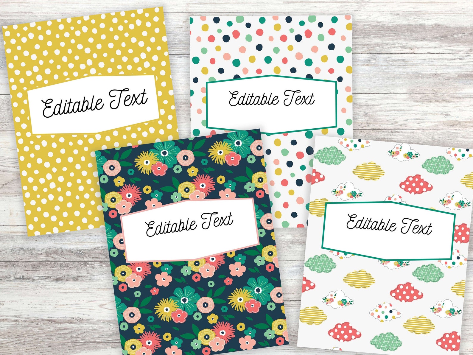 Binder Cover Printable - Set of 12 Editable Boho Floral Covers and ...