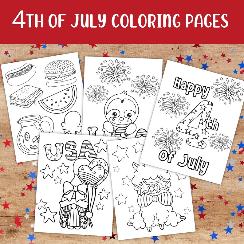 4th of July Coloring Pages USA Patriotic Fourth of July Printable - Etsy