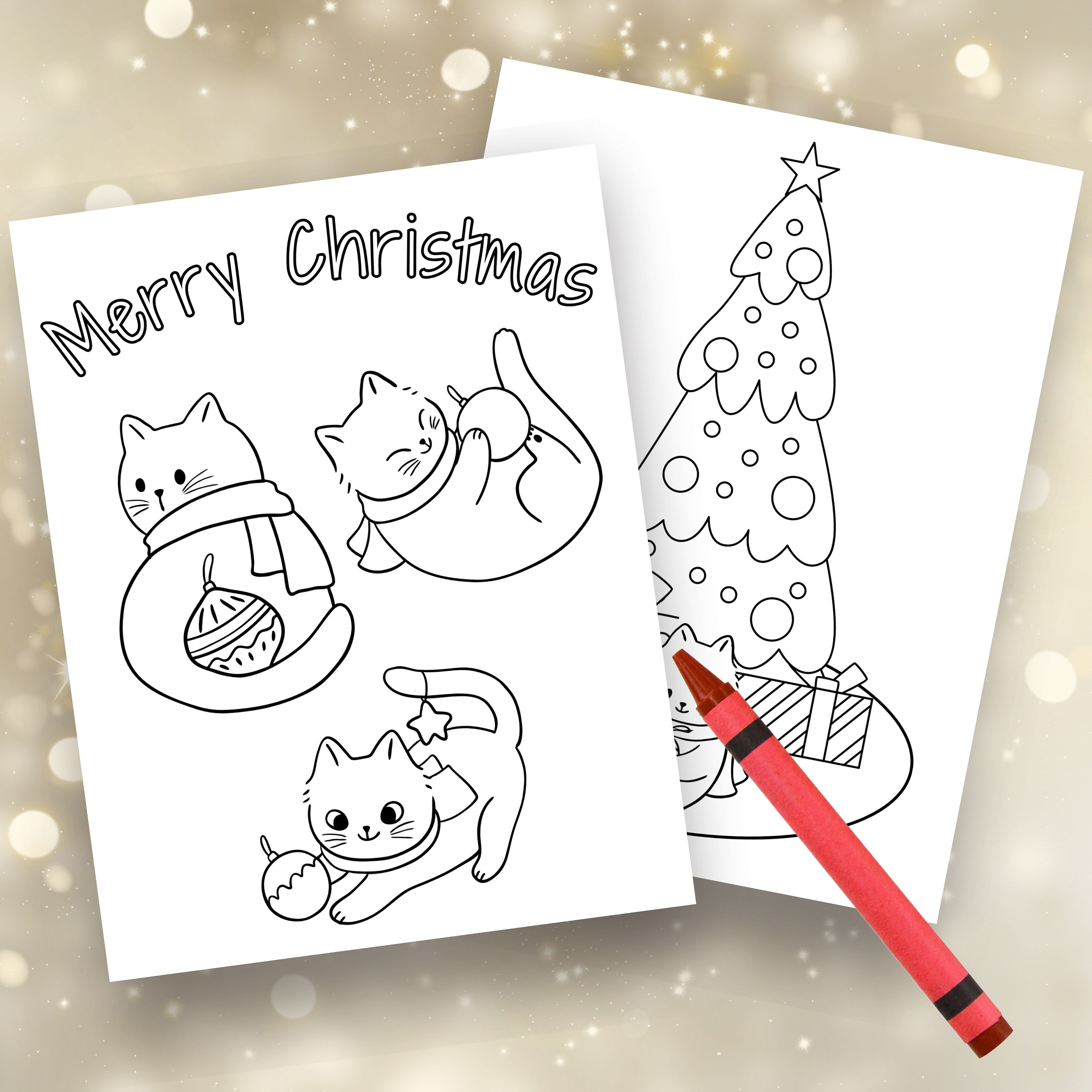 Christmas Cat Coloring Pages - 10 Printable Coloring Sheets for Kids ...