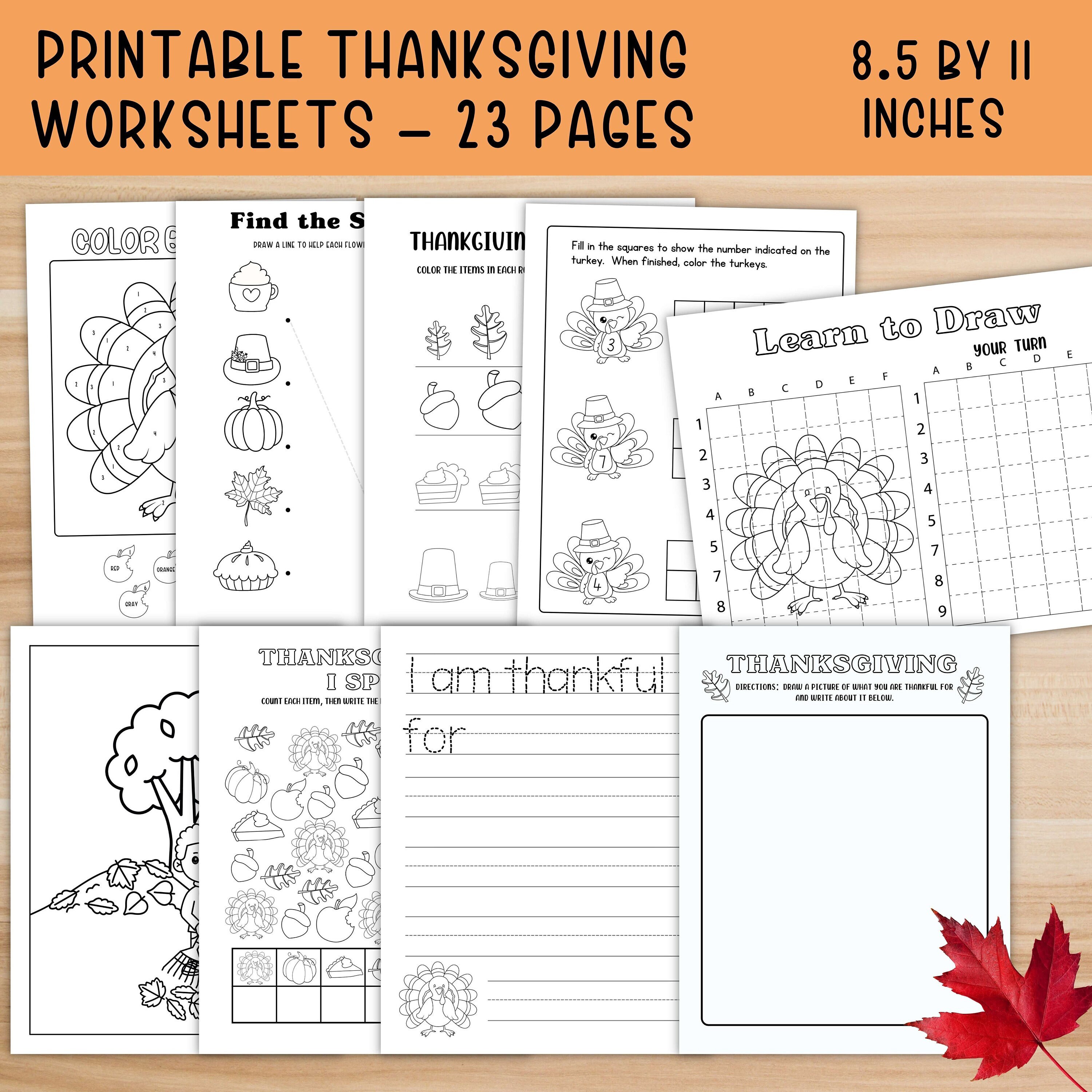 Thanksgiving Printables Kindergarten