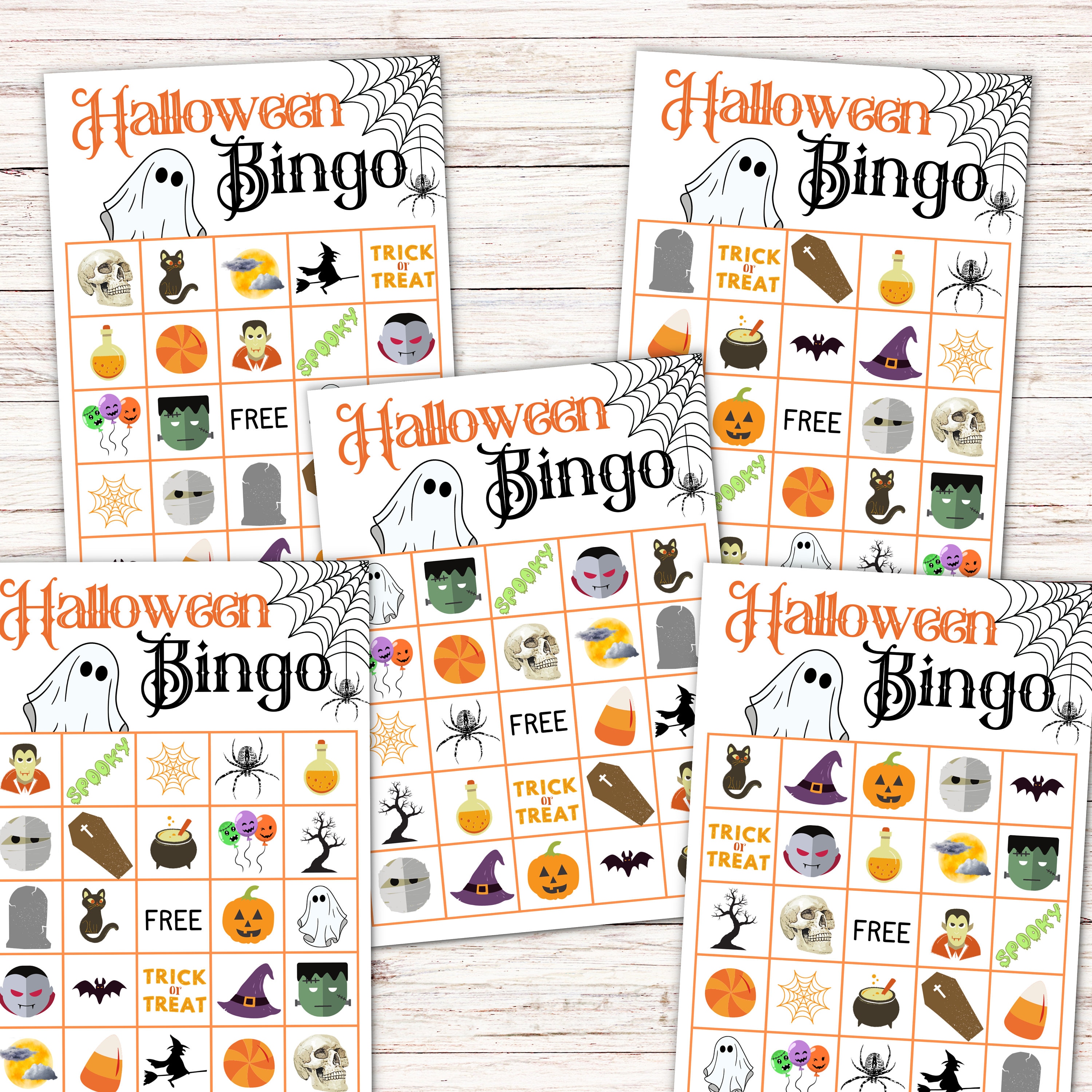 Halloween Bingo Game Printable Kids Party Activity for - Etsy