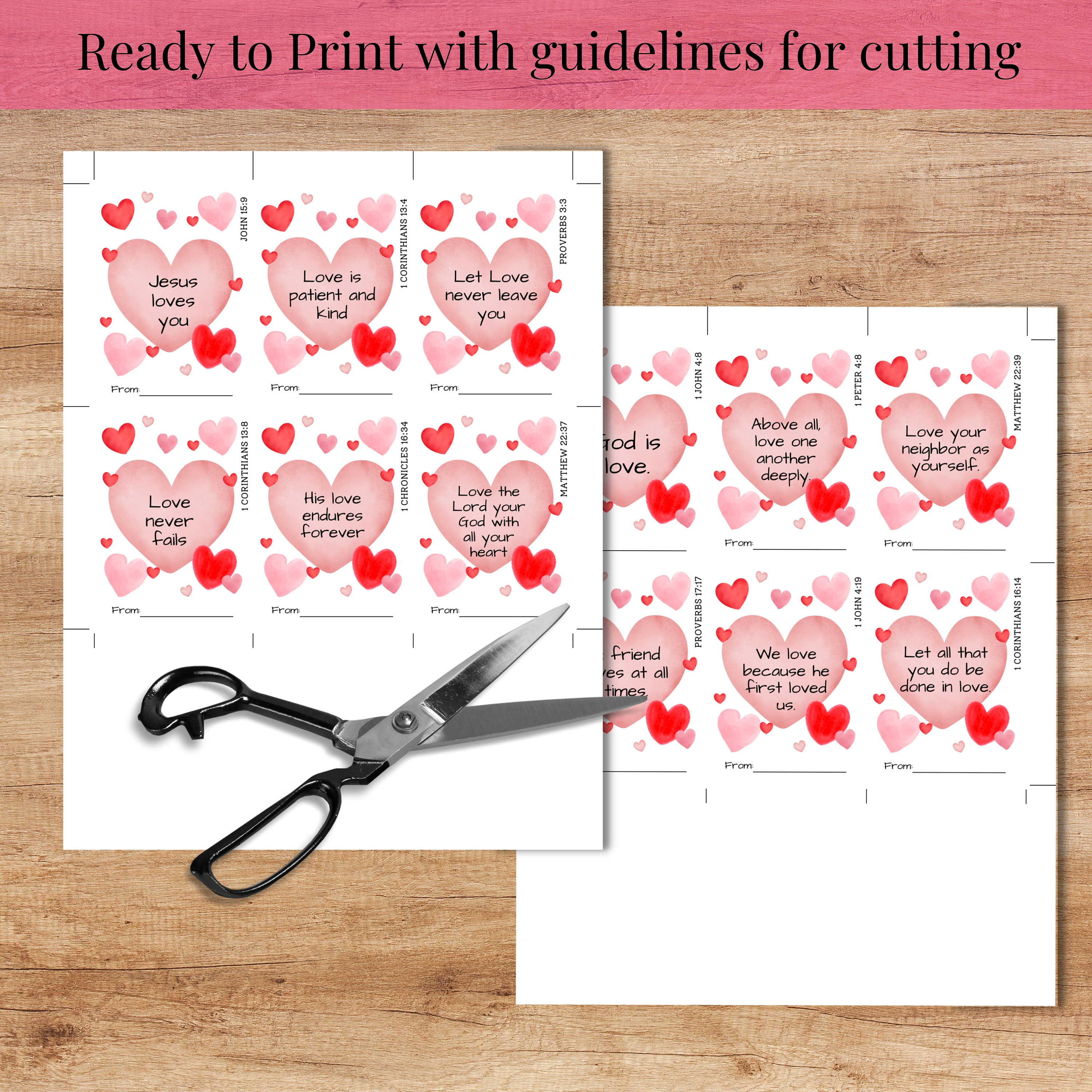 Sunday School Valentines - Bible Verse Valentine Cards - Printable Love ...