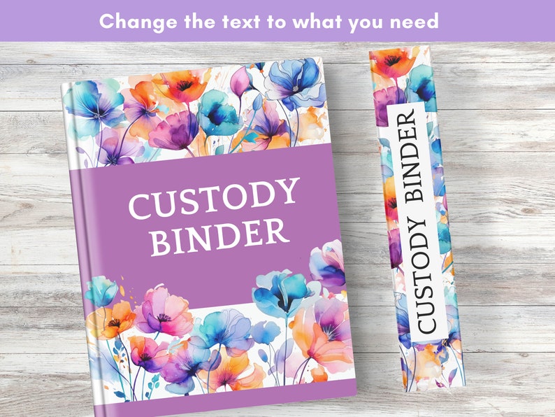 Binder Cover Printable - Set of 8 Editable Bright Watercolor Floral ...