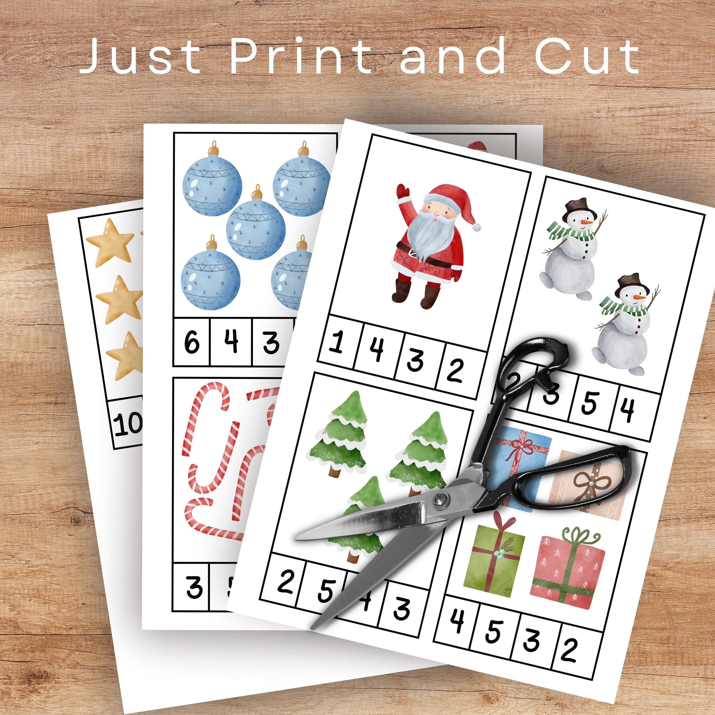 Christmas Count and Clip Cards - Printable Preschool, Pre K, and ...