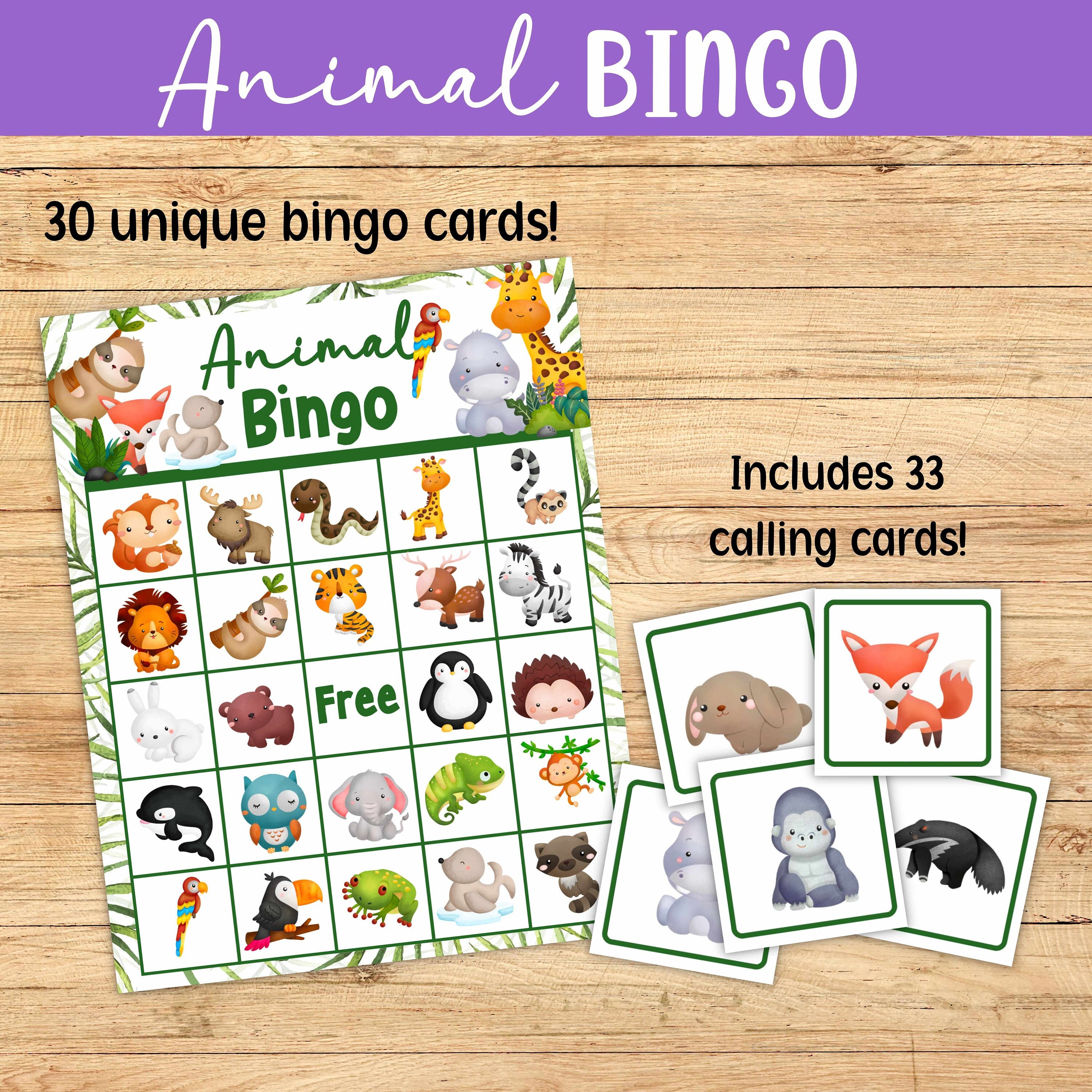 Animal Bingo Game - 30 Printable Cards - for Kids or Classroom Party - Etsy