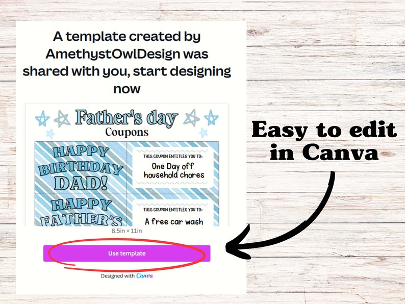 Printable Coupon Book for Dad - Birthday or Fathers Day Vouchers - Gift ...