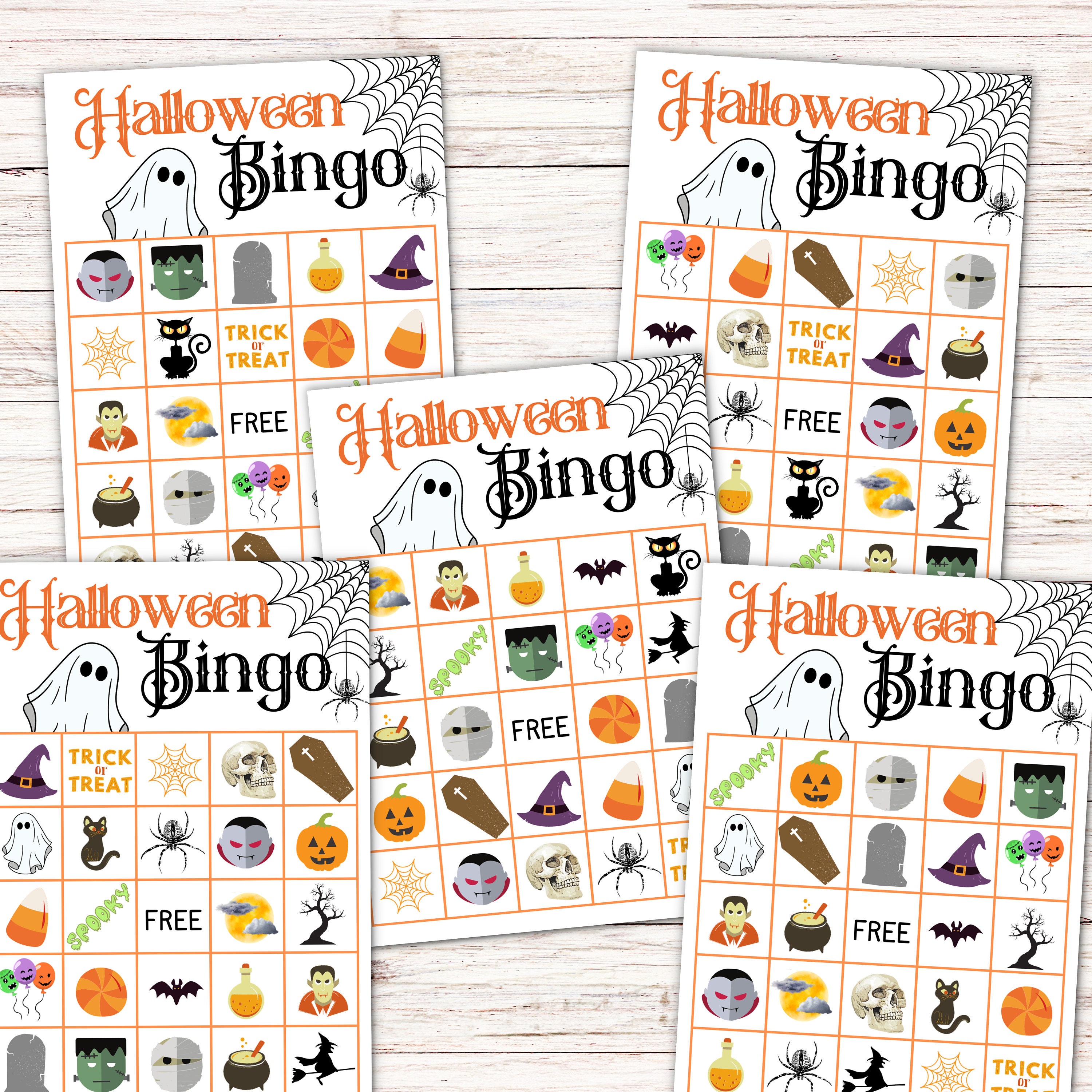 Halloween Bingo Game Printable Kids Party Activity for - Etsy