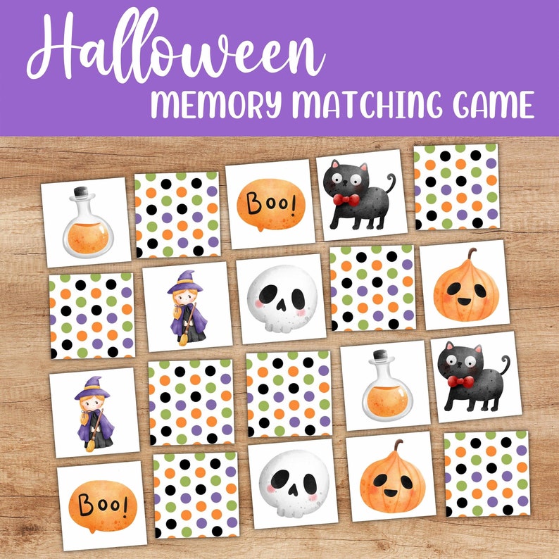 Halloween Memory Game for Kids - Printable Matching Game for Toddler ...