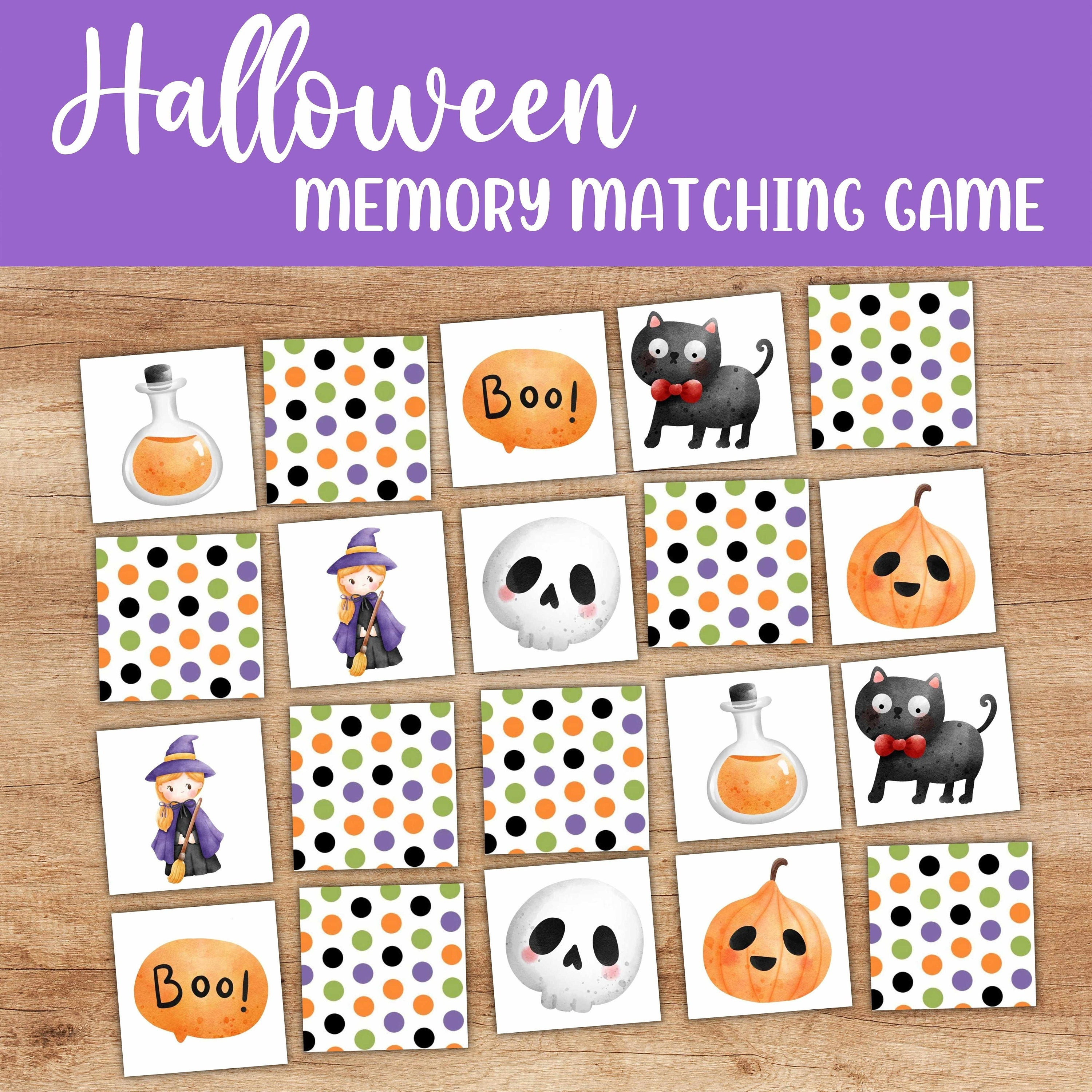 Halloween Memory Game for Kids - Printable Matching Game for Toddler ...