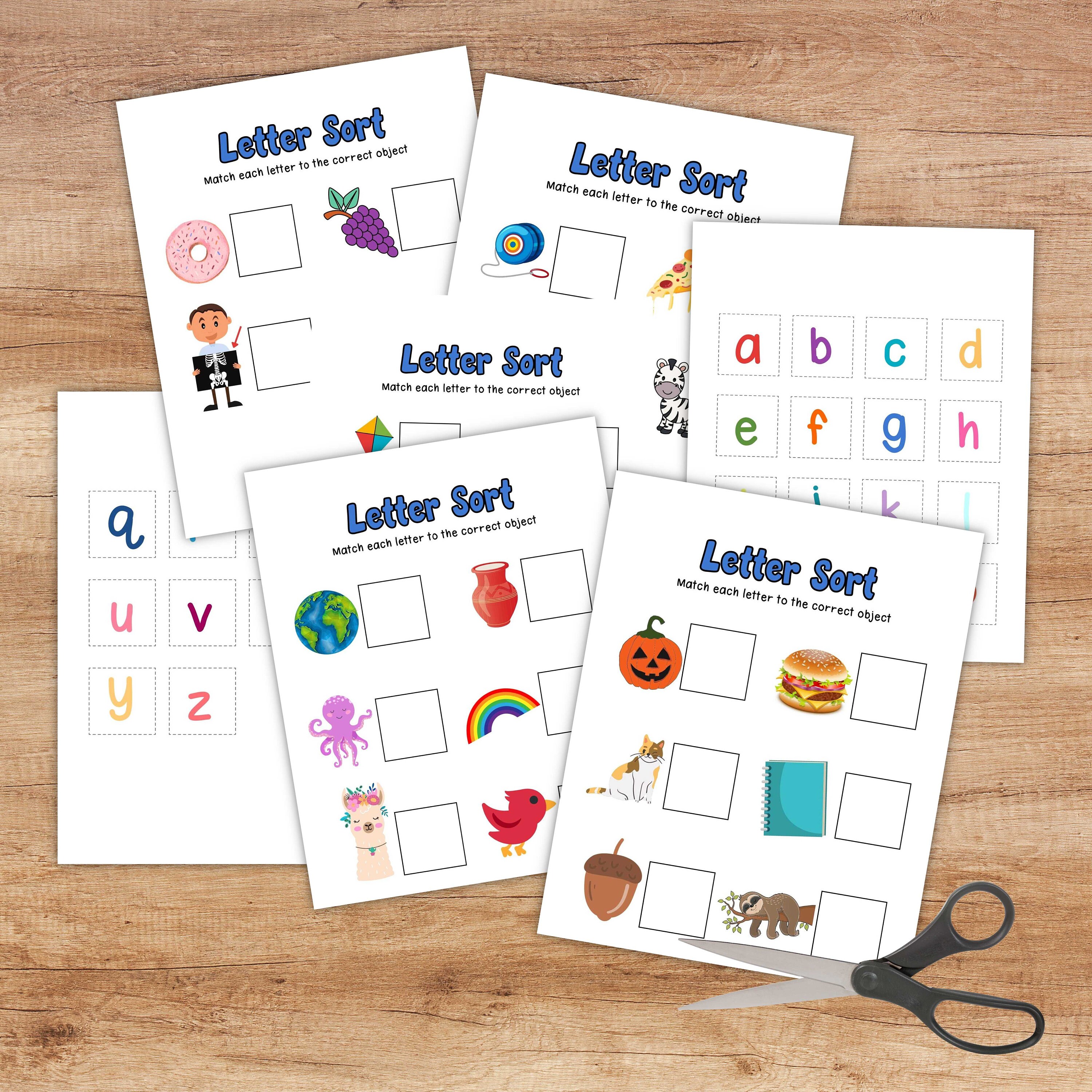 Beginning Sounds Worksheets Cut and Paste Phonics Alphabet Letter ...