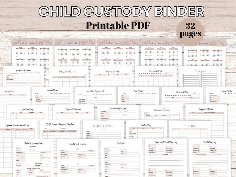 Custody Binder - Printable Planner & Organizer for Child Custody - Log ...