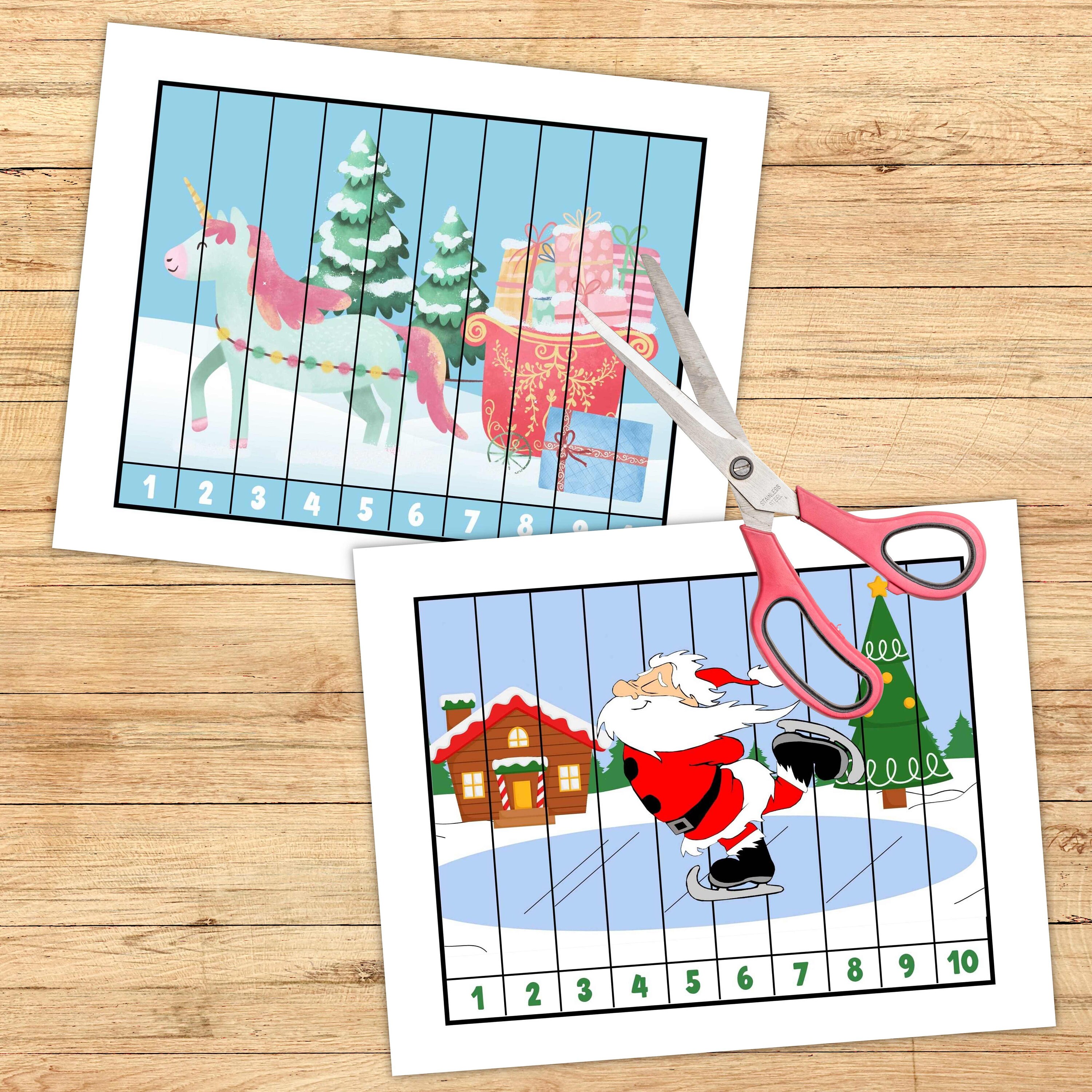 Number Sequence Puzzles - Christmas Preschool Math Worksheets Activity ...