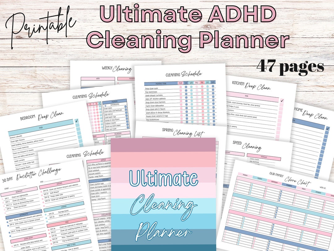 Printable ADHD Cleaning and Declutter Planner With Schedule ...