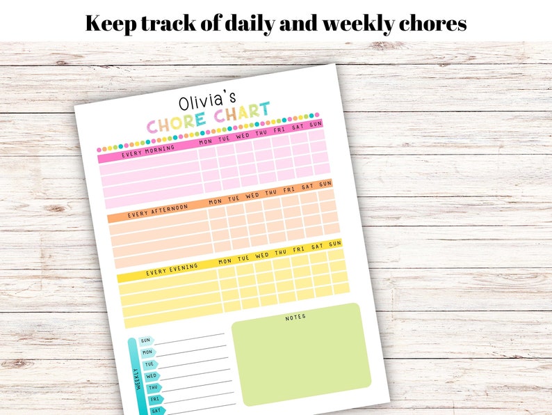 Chore Chart for Kids Editable Multiple Kids Responsibility Chart ...