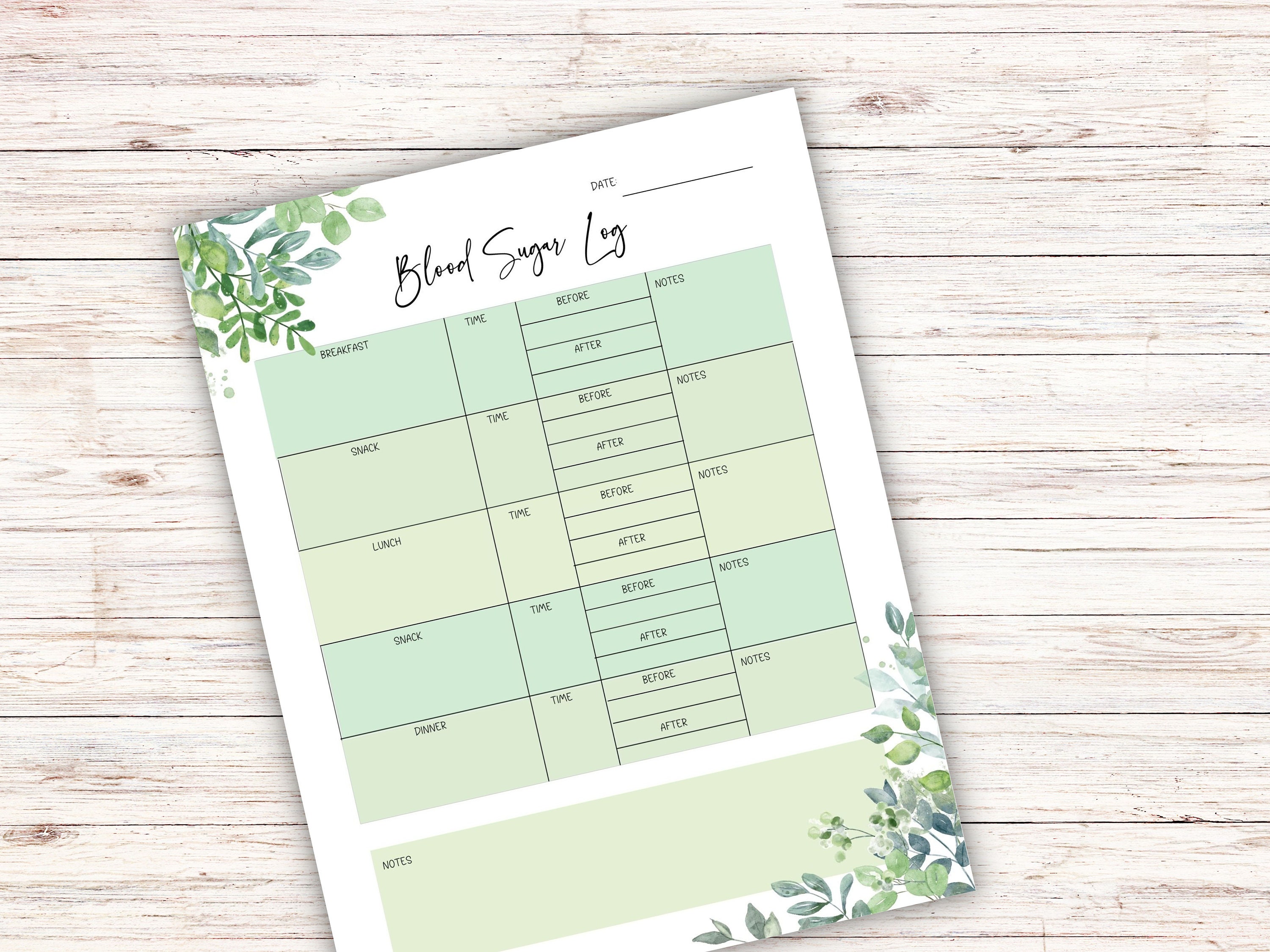 Printable Diabetic Log Book - Blood Sugar Tracker - Diabetes Planner ...