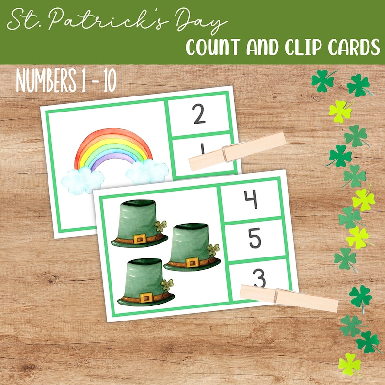 Count and Clip Cards - St. Patrick's Day Preschool Math Activity ...