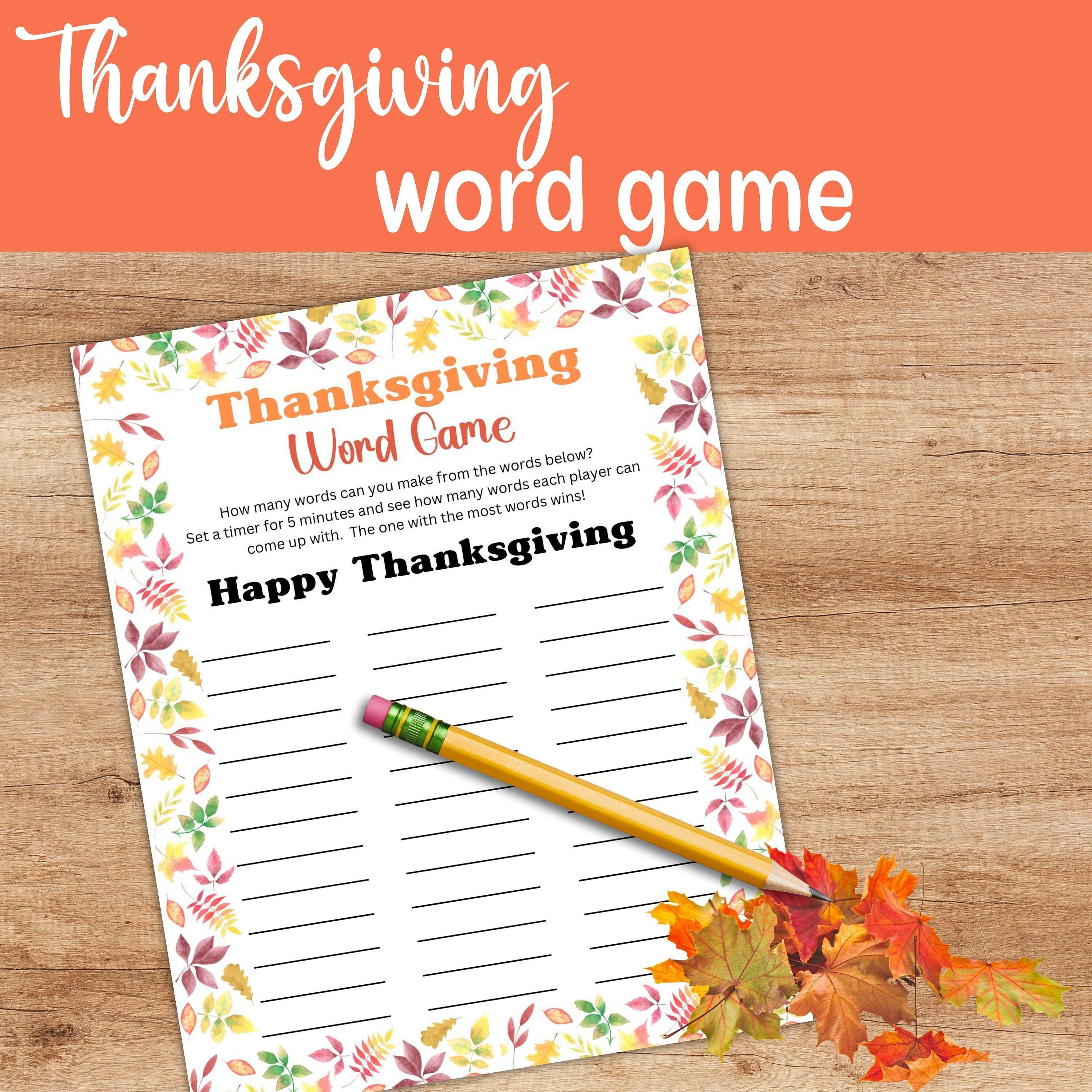 Thanksgiving Word Game - Printable Activity for Kids, Teens, Adults ...