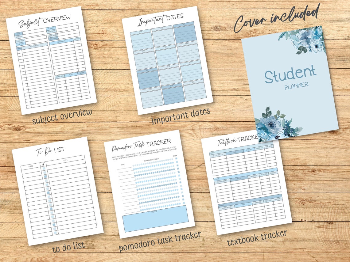 Printable Student Academic Planner - Grade Tracker Assignment Exam Prep ...