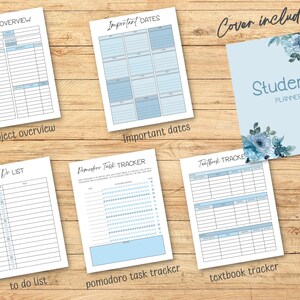 Printable Student Academic Planner - Grade Tracker Assignment Exam Prep ...