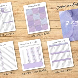 Printable Student Academic Planner Grade Tracker Assignment Exam Prep ...