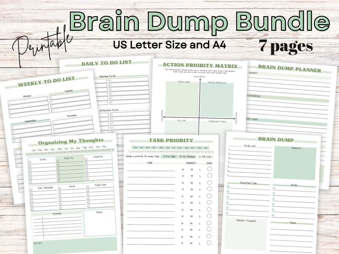 Brain Dump Bundle - ADHD Daily Planner Printable With to Do List ...