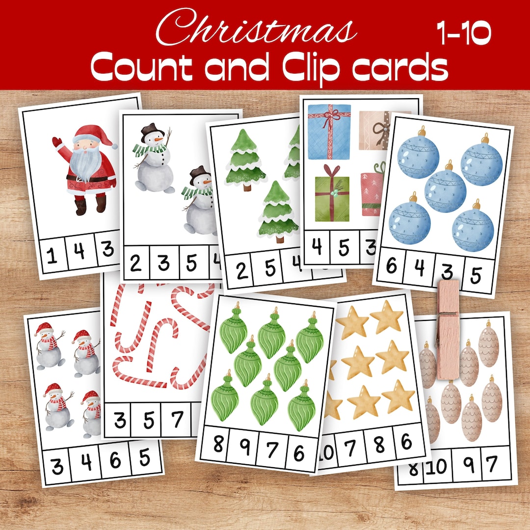 Christmas Count and Clip Cards - Printable Preschool, Pre K, and ...