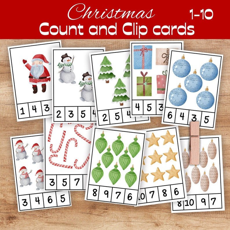 Christmas Count and Clip Cards - Printable Preschool, Pre K, and ...