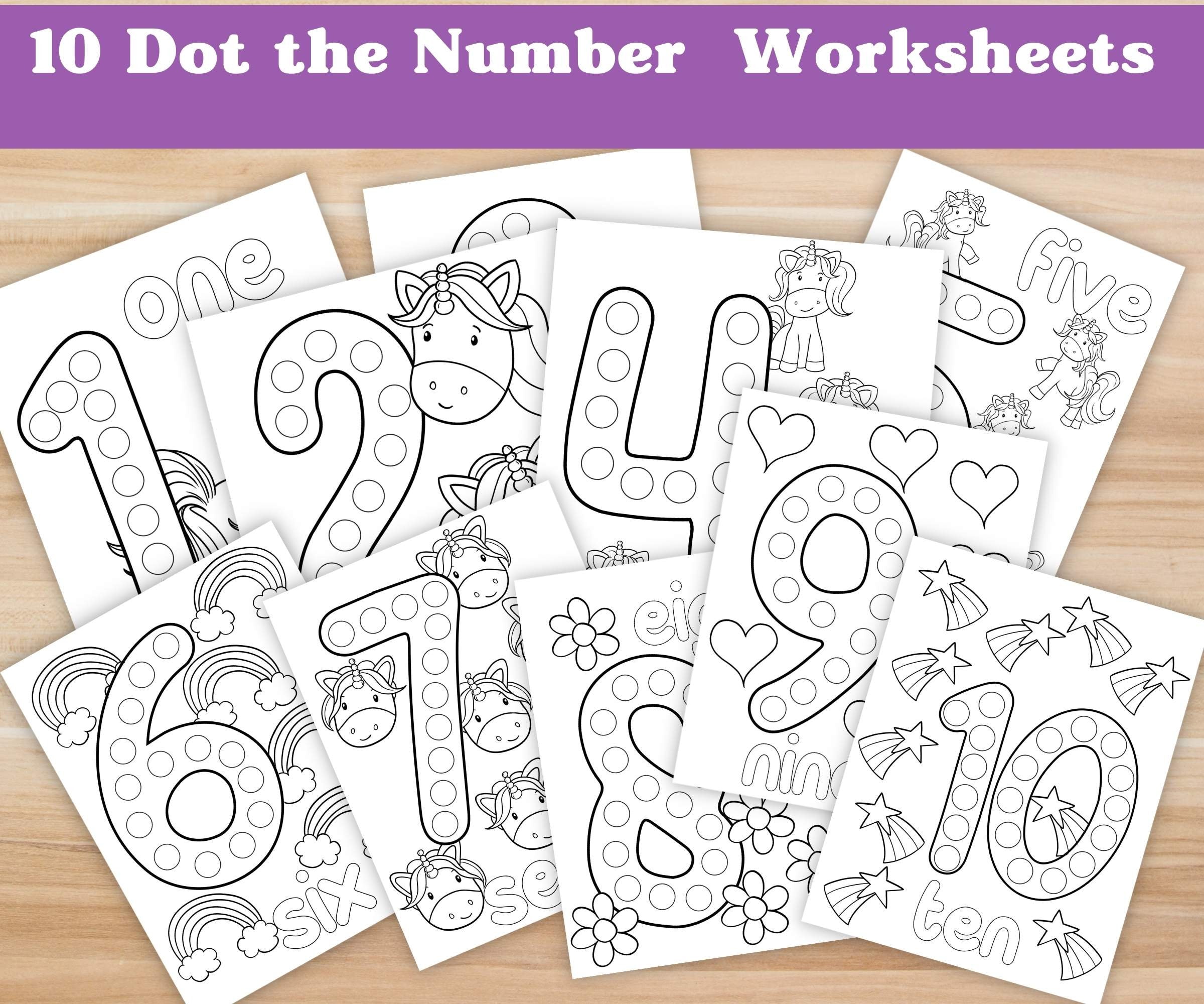 Dot Marker Printable Unicorn Numbers and Counting Activity Pages ...