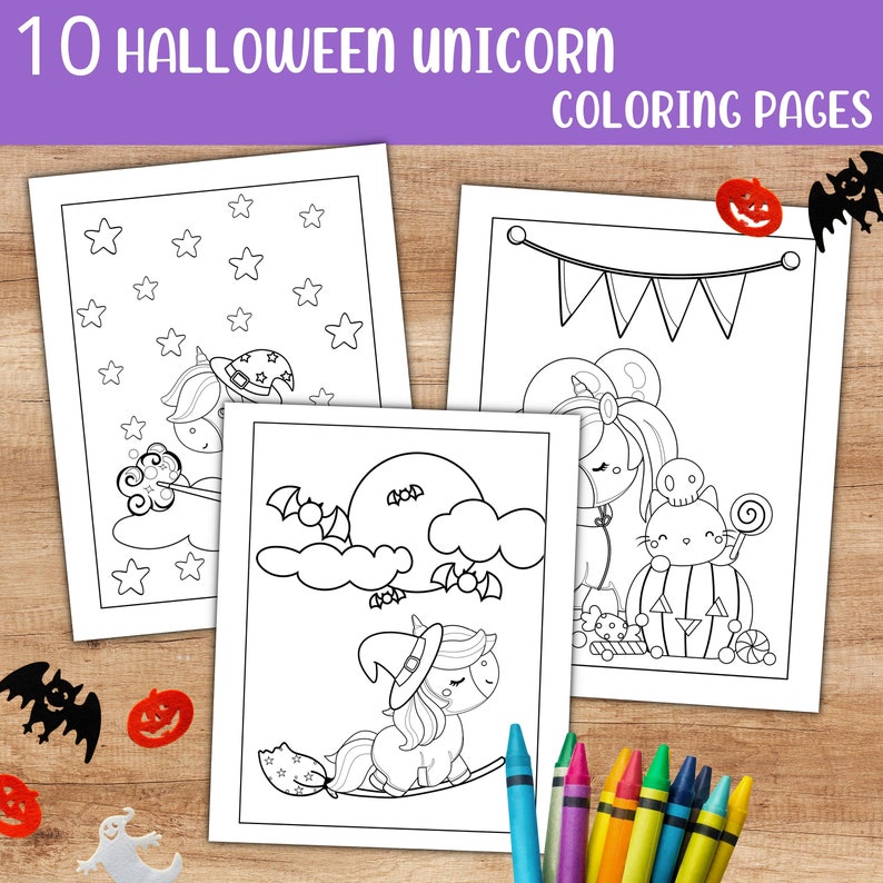 Halloween Unicorn Coloring Pages for Kids - 10 Printable Coloring ...