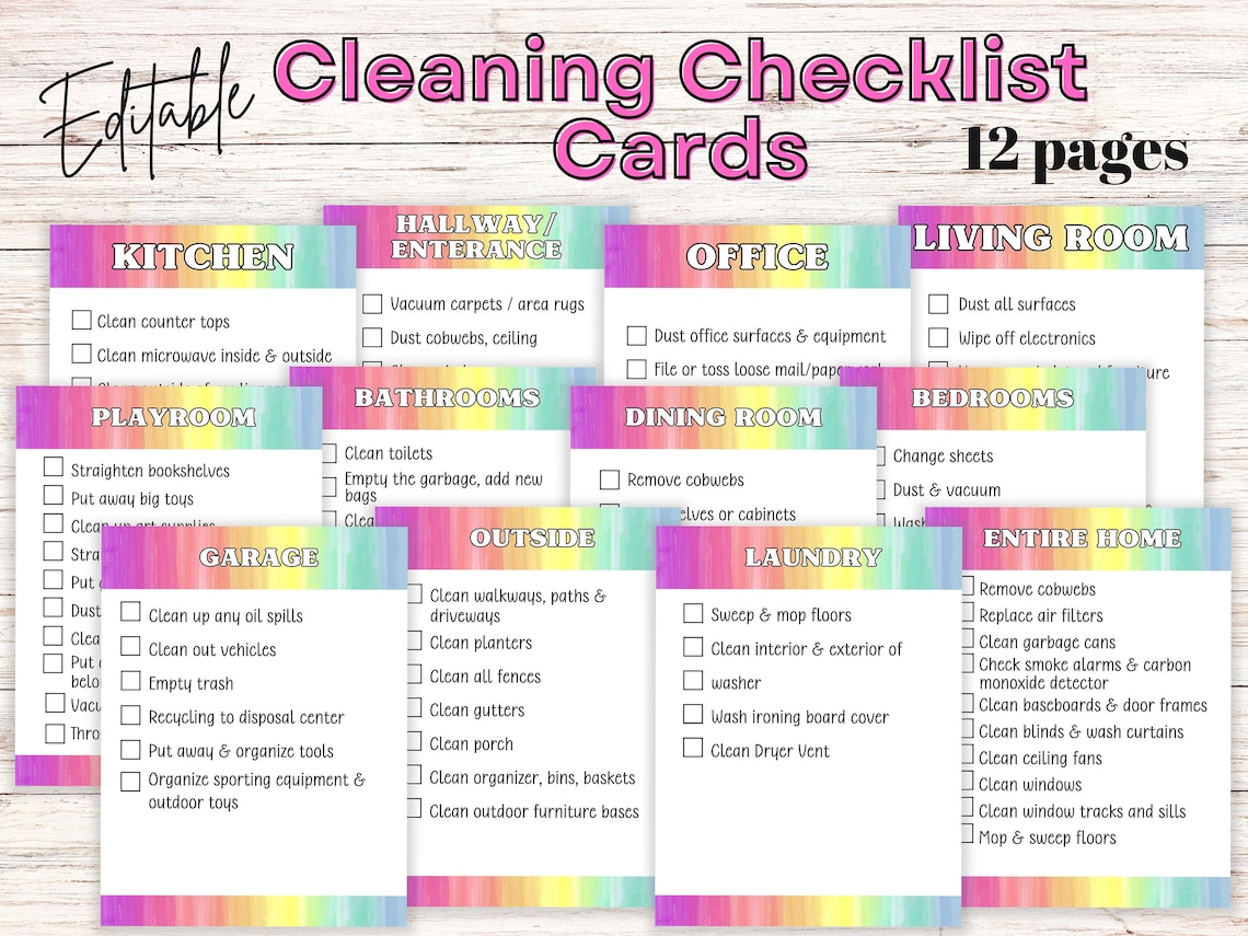 ADHD Cleaning Checklist Printable Editable Chore to Do List for Kids ...