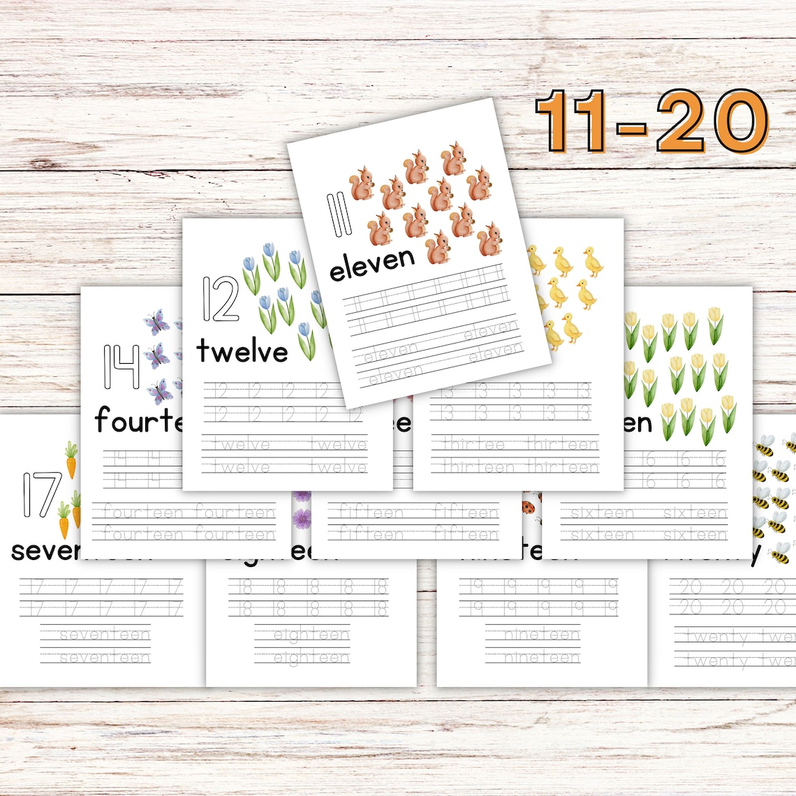 Number Tracing Worksheets 1 to 20 Printable Spring Preschool Math ...