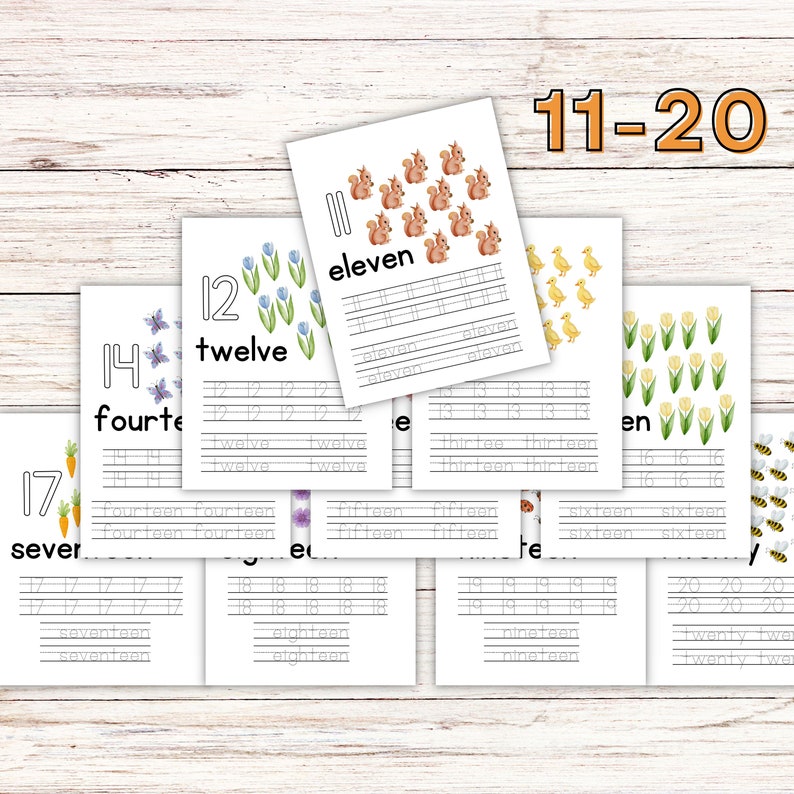 Number Tracing Worksheets - 1 to 20 Printable Spring Preschool Math ...