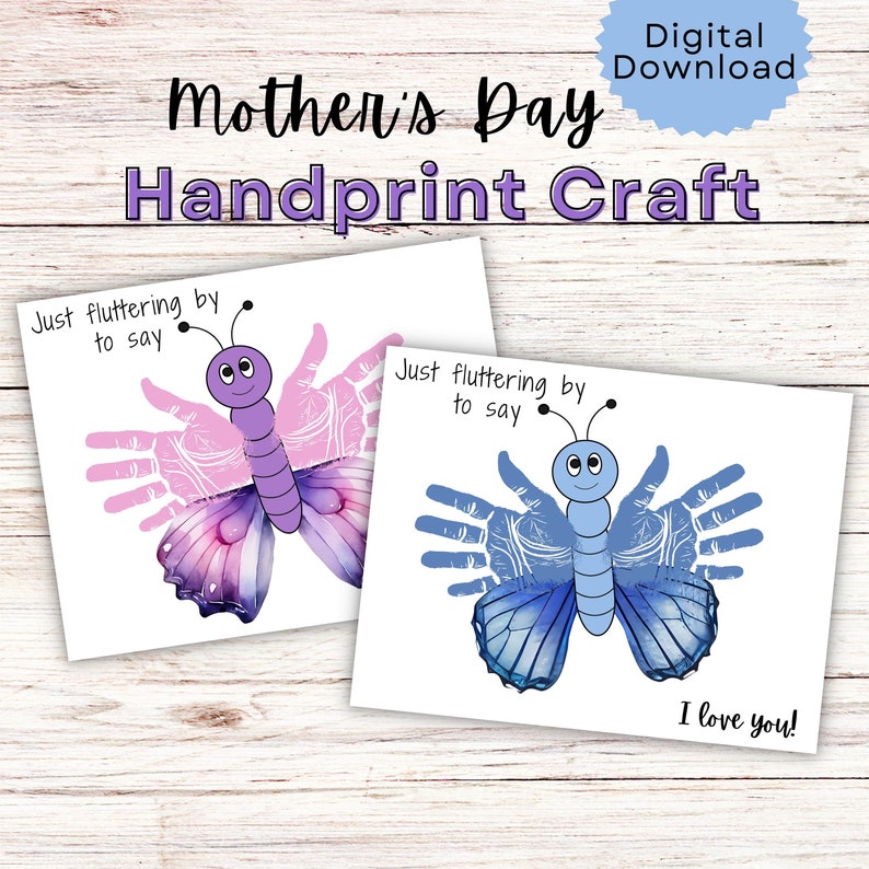 Mother's Day Handprint Art - Printable Butterfly Toddler Preschool DIY ...