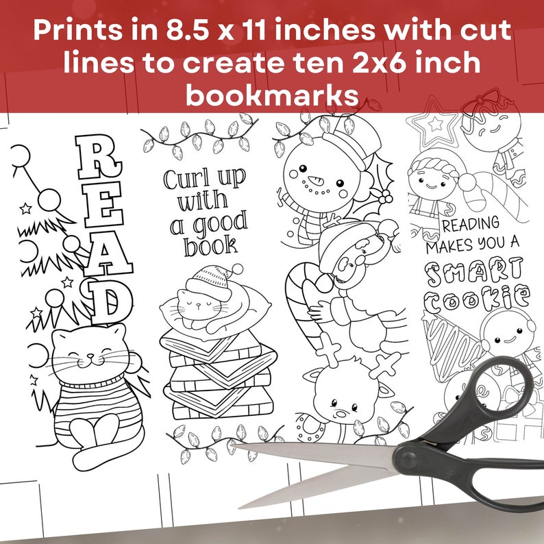 Christmas Coloring Bookmarks - 10 Printable Holiday Bookmarks for Kids ...