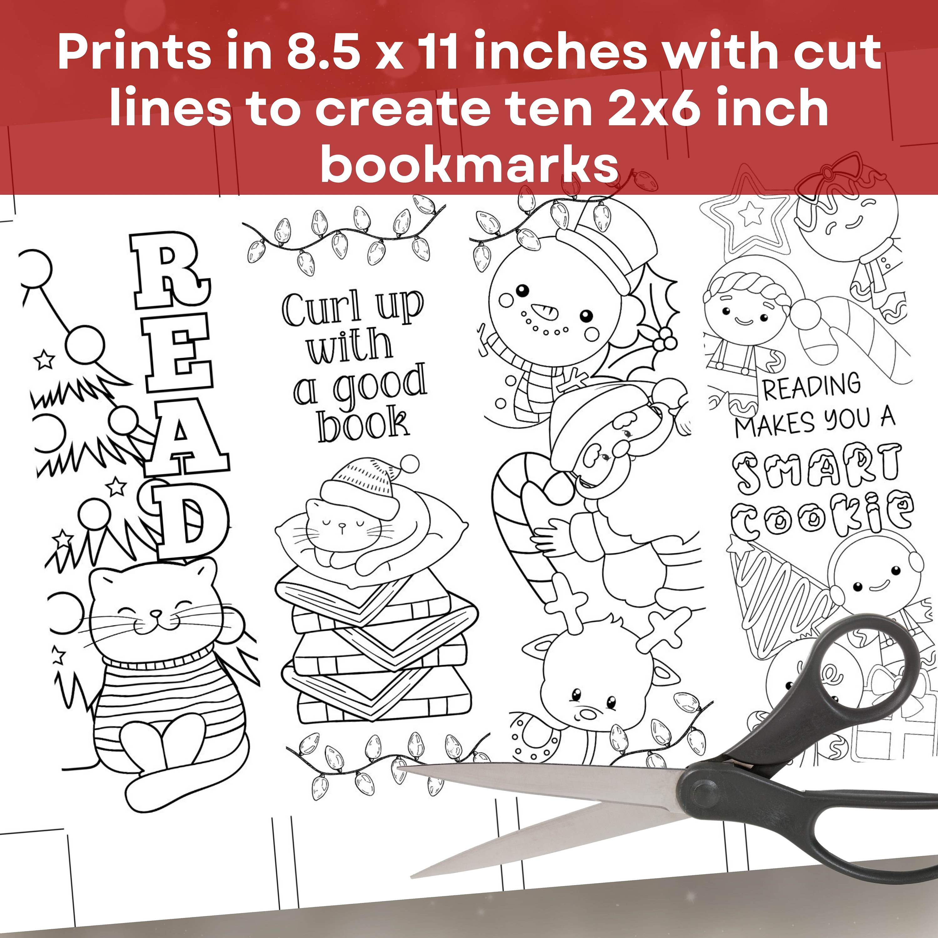 Christmas Coloring Bookmarks - 10 Printable Holiday Bookmarks for Kids ...