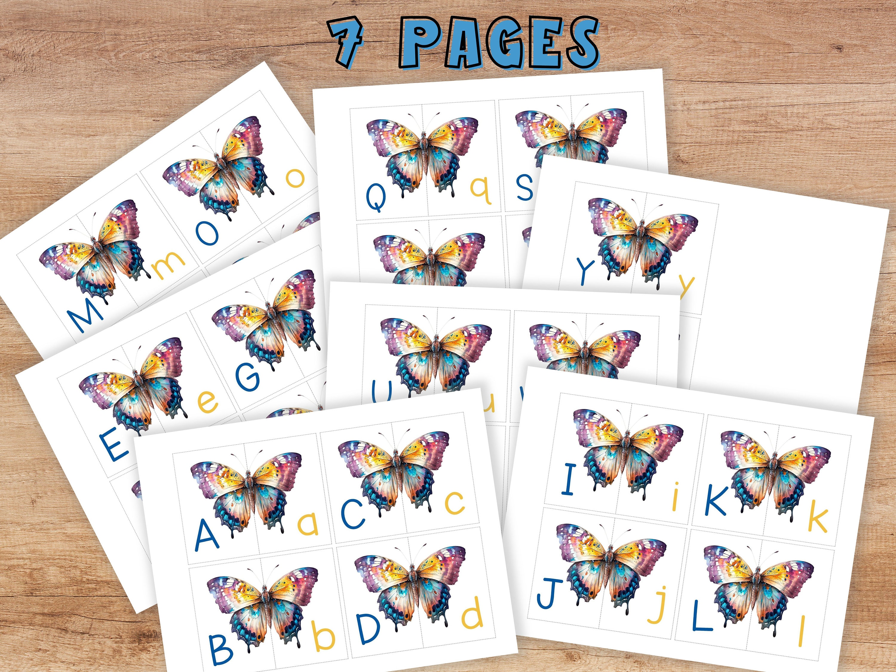 Alphabet Flashcards - Butterfly Letter Uppercase and Lowercase Matching ...