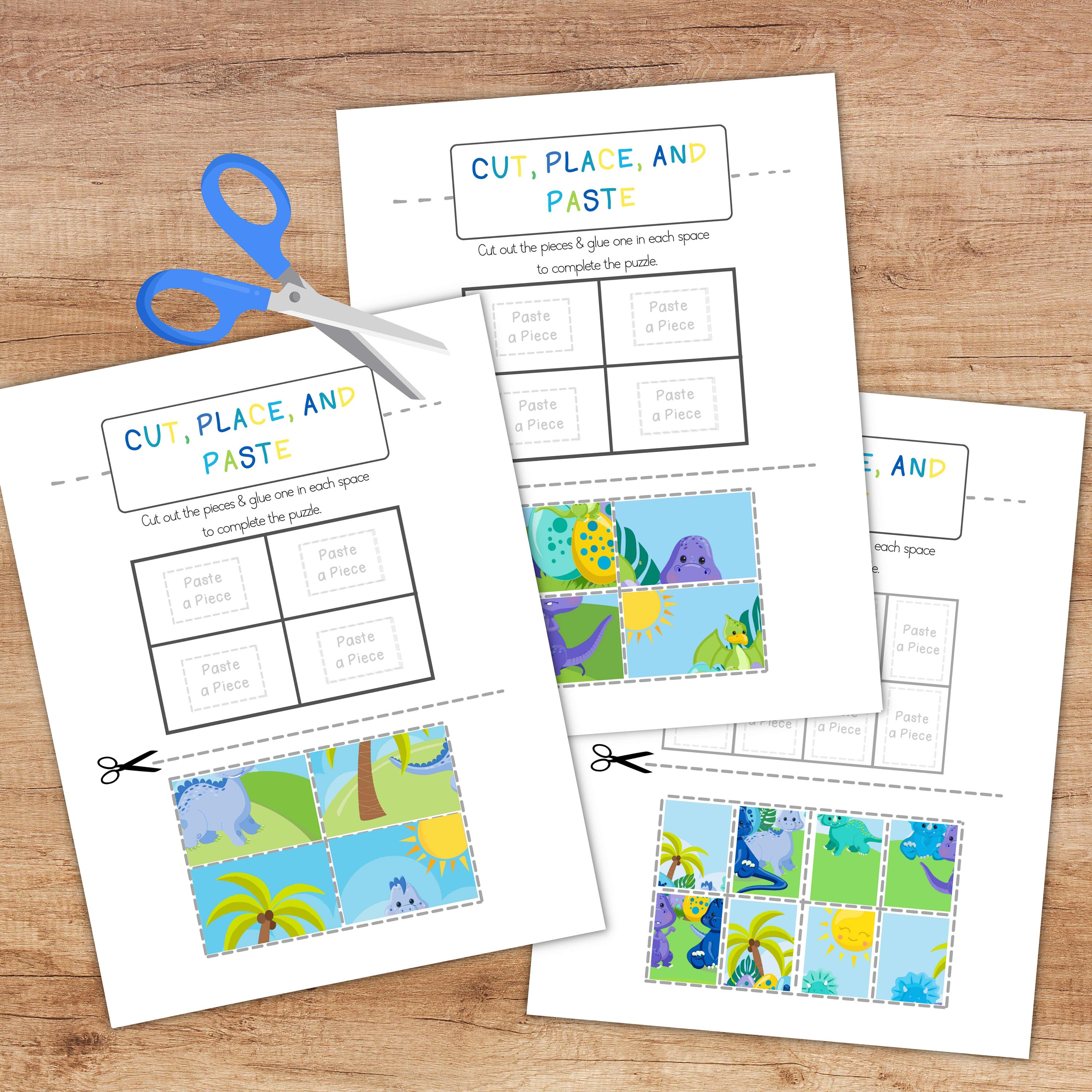 Preschool Cut & Paste Dinosaur Theme Worksheets - Printable Scissor ...