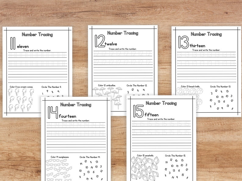 Number Recognition Worksheets 1 to 20 Counting & Tracing for Preschool ...