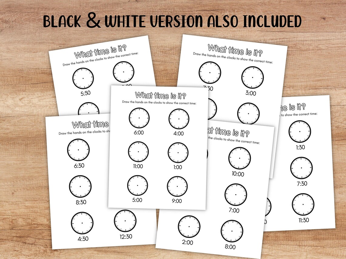 Telling Time Printable - First Grade Math Time to the Hour and Half ...