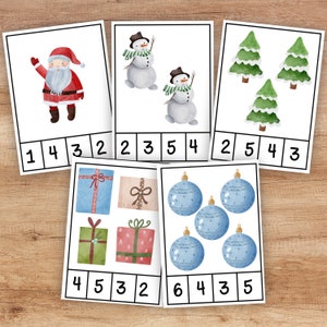 Christmas Count and Clip Cards - Printable Preschool, Pre K, and ...