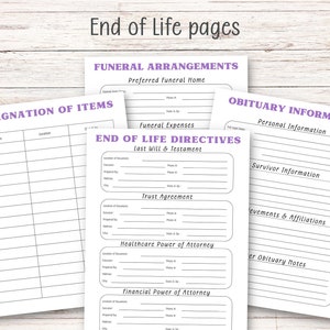 End of Life Planner - Printable Emergency Binder PDF - in Case of ...