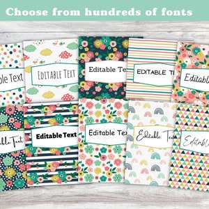 Binder Cover Printable - Set of 12 Editable Boho Floral Covers and ...