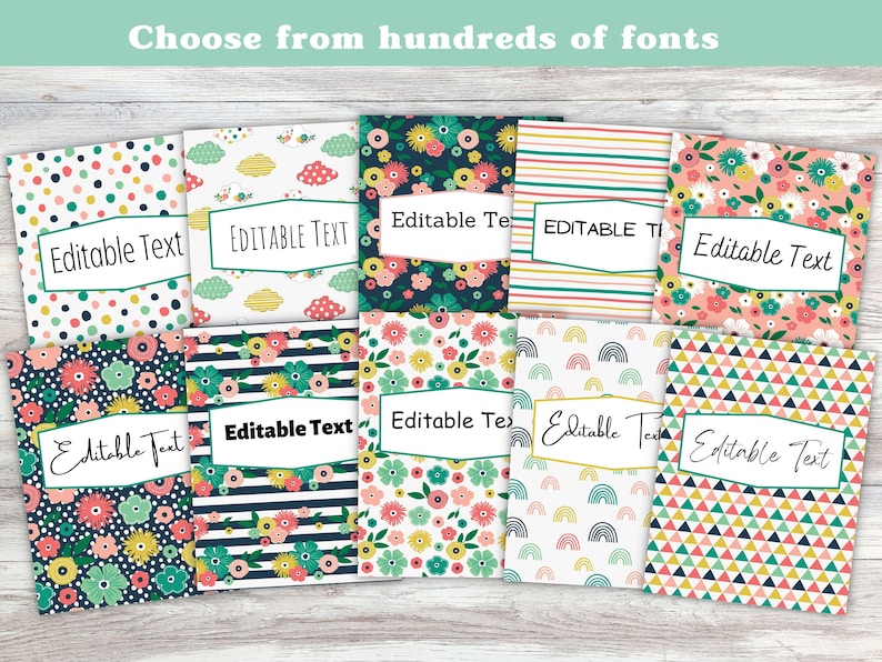 Binder Cover Printable - Set of 12 Editable Boho Floral Covers and ...