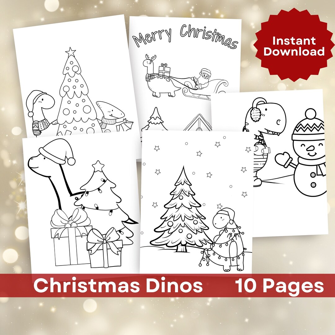 Christmas Dino Coloring Pages - 10 Printable Dinosaur Coloring Sheets ...