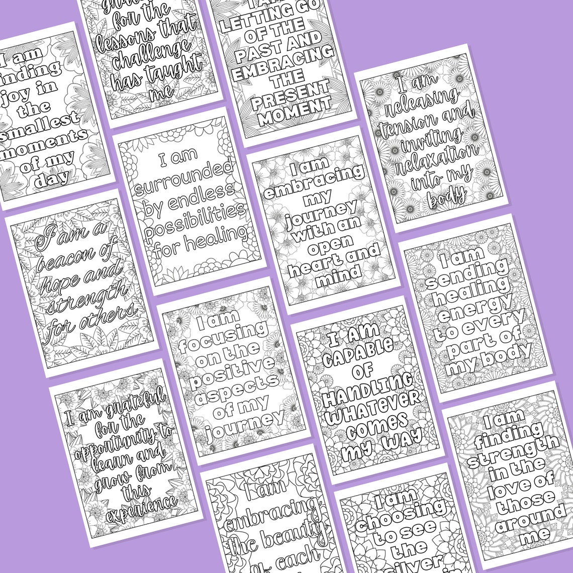 75 Positive Affirmation Coloring Pages for Cancer Patients and - Etsy