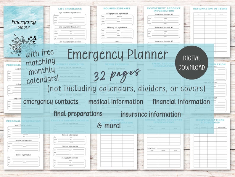 Emergency Binder - Printable PDF End of Life Planner - in Case of ...