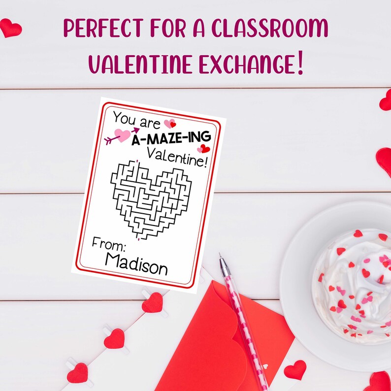 Maze Valentine Cards for Kids - Editable Classroom Valentines - Etsy
