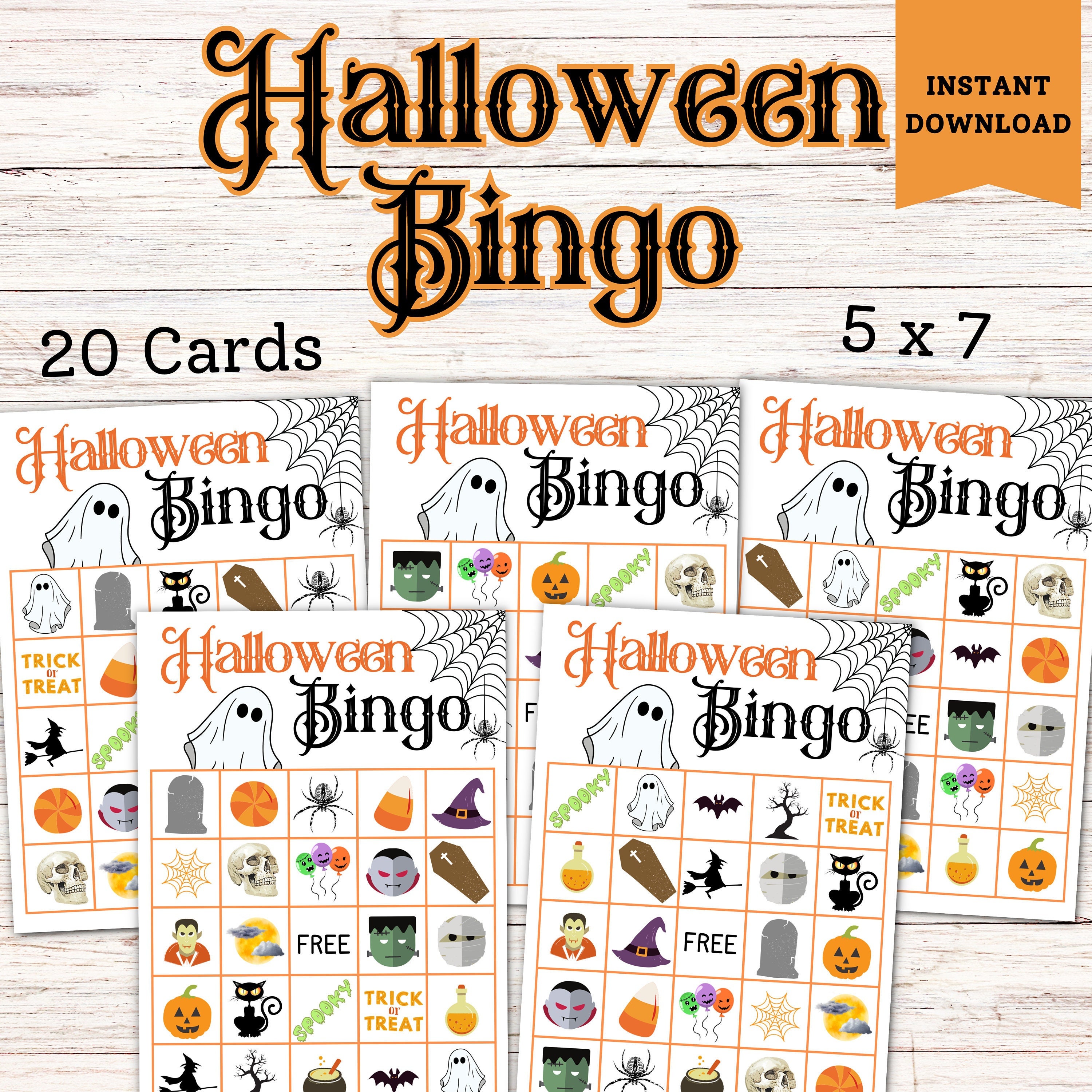 Halloween Bingo Game Printable Kids Party Activity for - Etsy